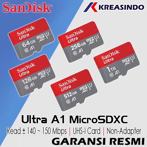 Sandisk Ultra A1 Microsd 32GB 64GB 128GB 256GB 512GB 1TB Resmi | Lazada ...