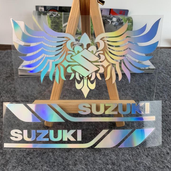 Suzuki Colorful Laser LOGO Wings Body Sticker,Silver Black Fuel Tank ...