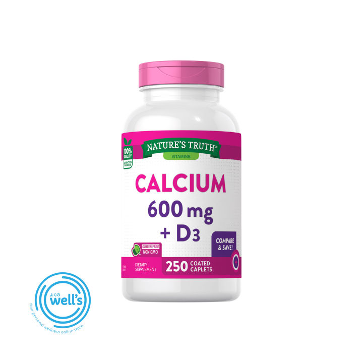 Nature's Truth Calcium 600mg + Vitamin D3 800 IU Strong Bones and Teeth ...