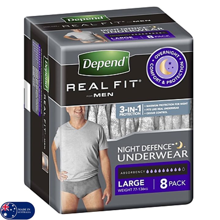 Depend Real Fit Men's Night Defence Underwear 8 Pack กางเกงผ้าอ้อม ...