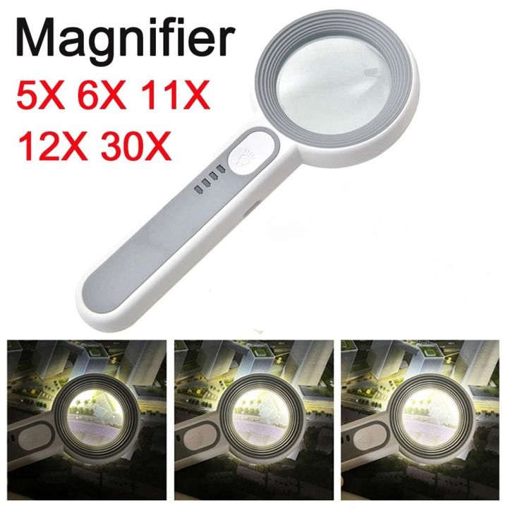 LMS70 with LED Light Handheld Magnifier HD Loupe Illuminated Magnifying ...