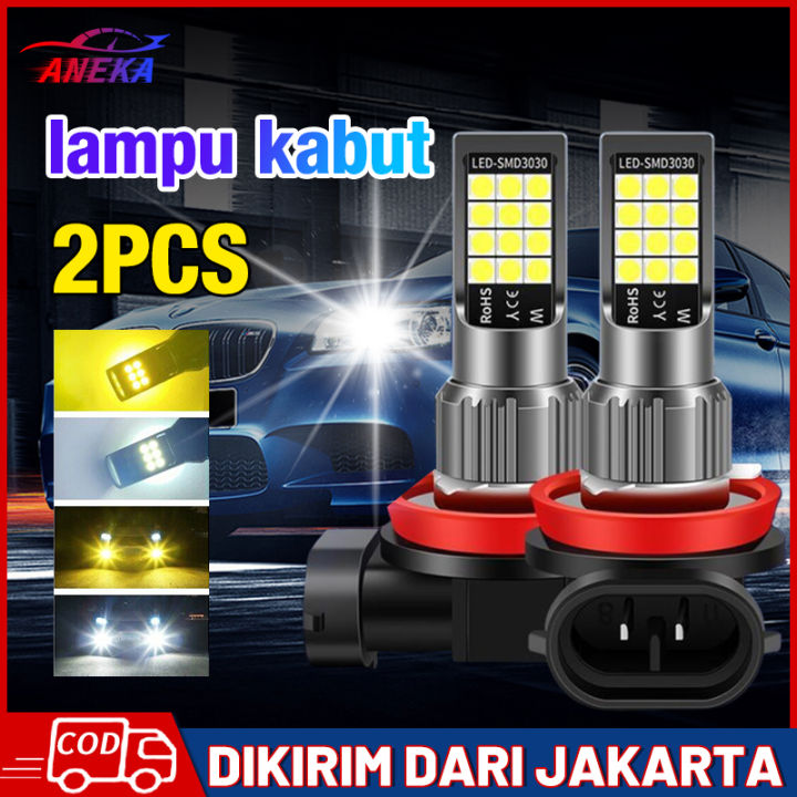 2Pcs Lampu Kabut LED Putih H11 Dua Warna 24SMD Untuk Mobil Headlight ...