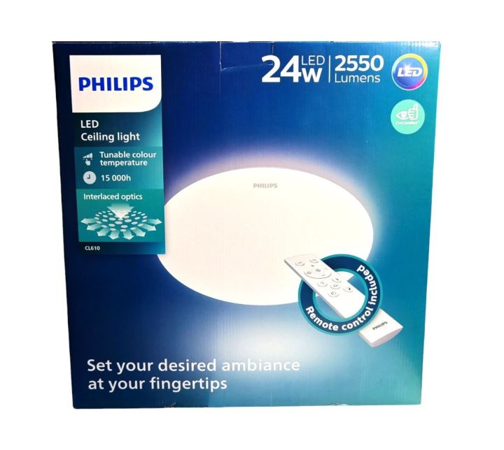 Philips LED Flush Mount Ceiling Light 24W with Remote Control and ...