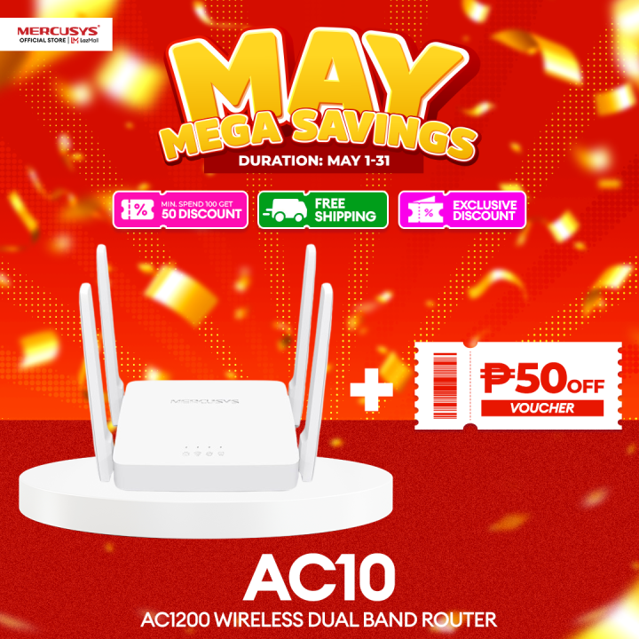 Mercusys AC10 AC1200 1.2Gbps MU-MIMO Multi-Mode Dual Band Wi-Fi Router ...