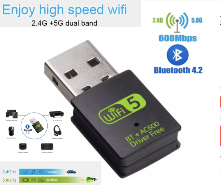 600Mbps WIFI USB Adapter DriverฟรีบลูทูธBT Wifi USB Dongle Dual Band ...