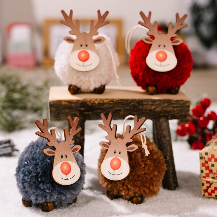 11.11 Mega sale 🔥 Cute Felt Wooden Elk Christmas Tree Decorations ...