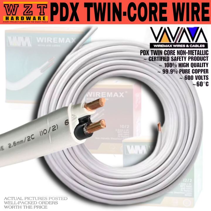 WIREMAX (5M/10M/20M) PDX (NM) TWIN CORE NON-METALLIC WIRE 14/2-1.6mmx2c ...