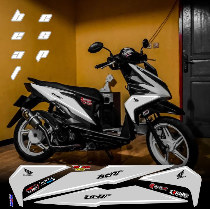 (COD) STIKER MOTOR BEAT ESP DASAR SILVER Sticker Variasi STRIPING LIS ...