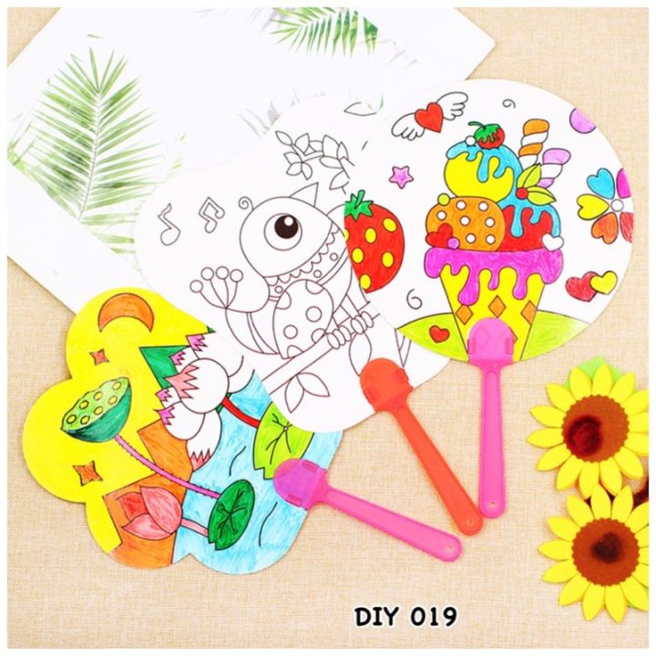 DIY 019 | MAINAN EDUKASI MENWARNAI GAMBAR DI KIPAS TANGAN | COLORING ...