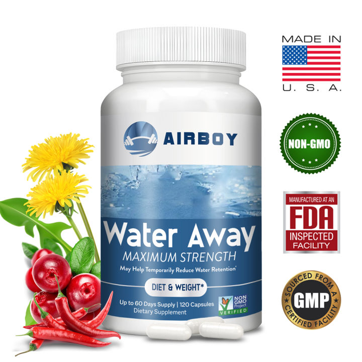 Water Away Capsules Maximum Strength - Herbal Diuretic Pills for Water ...