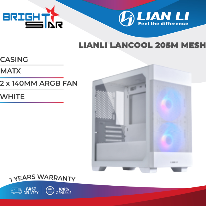 PC CASE / LIANLI LANCOOL 205M MESH / WHITE / MATX / 2 x 140MM ARGB FAN ...