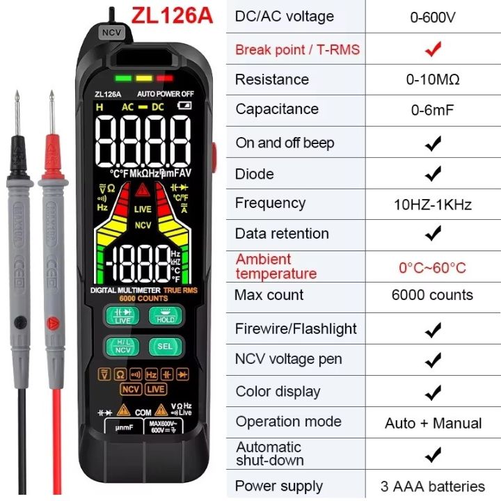 【Auto Parts Storeshop】 AC/DC Current Tester Digital Multimeter ...