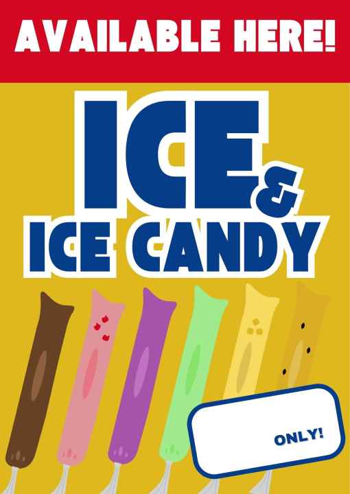 ICe candy Available Here For Sale Store Sign - Laminated Signage Label ...