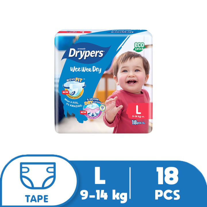 Drypers Wee Wee Dry Large (18 pcs) - Tape Diapers | Lazada PH