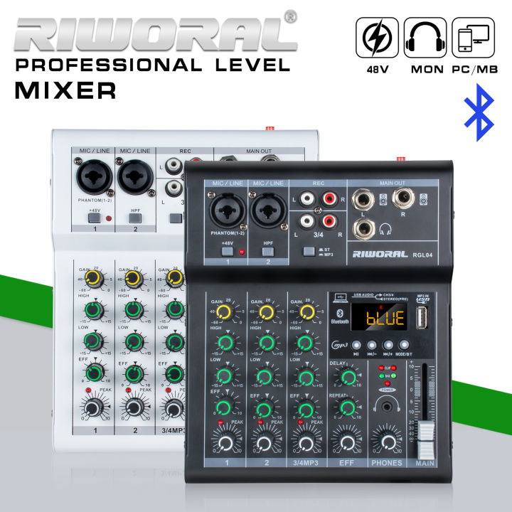 มิกเซอร์ เปลือกโลหะ มิกเซอร์จิ๋ว 12V 4 Channel Mixer เครื่องเสียง บลูทู ...
