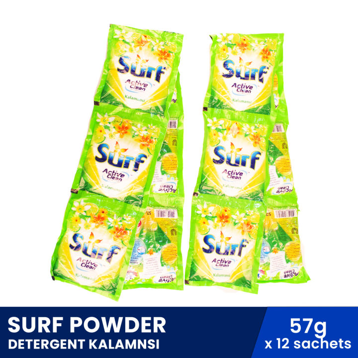 SURF Powder Detergent Kalamansi 57g x 12 pouches, laundry powder ...