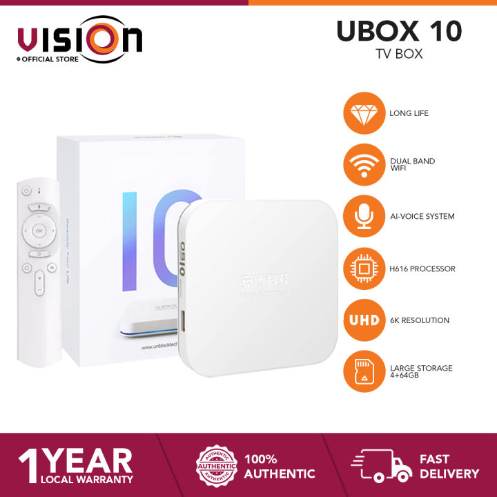 VISION UBOX 10 & UBOX 11 Super TV Box AI Voice Assistant Android 10.0 6K HDR Bluetooth 5.0 Dual ...