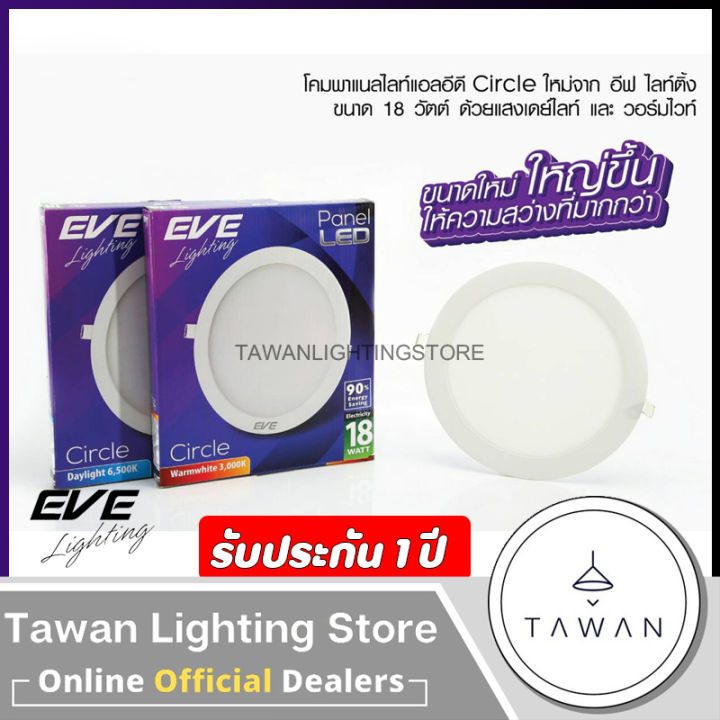 EVE โคมไฟดาวไลท์แอลอีดีฝังฝ้า พาแนลแอลอีดี รุ่น Panel Slim แบบกลม แบบ ...
