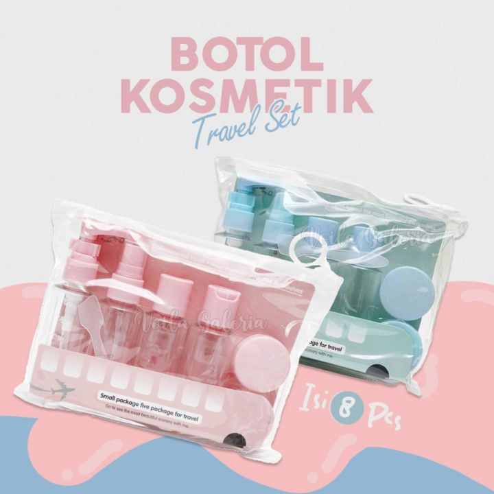 Set Botol Kosong + Pouch Untuk Kosmetik Sabun Cream Skincare Travel ...