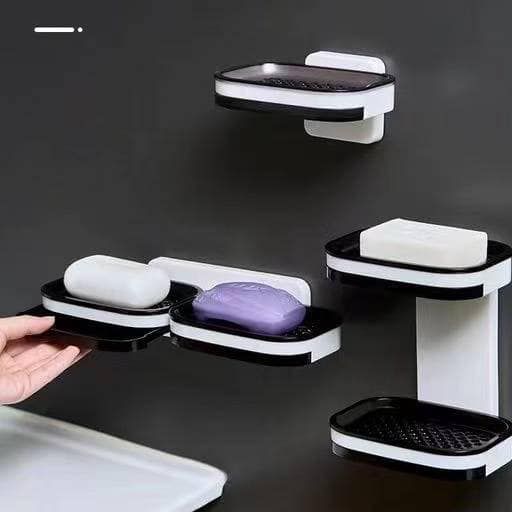 Draining Soap Box Wall Mounted Soap Double Layer Soap Tray Free Punch