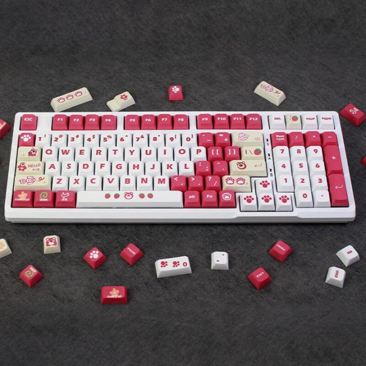 Strawberry Bear Keycap XDA Profile Cute Keycap Set PBT DYE SUB ...