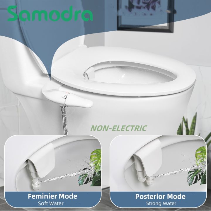 SAMODRA Ultra-Slim Bidet Attachment Non-Electric Dual Nozzle (Frontal ...