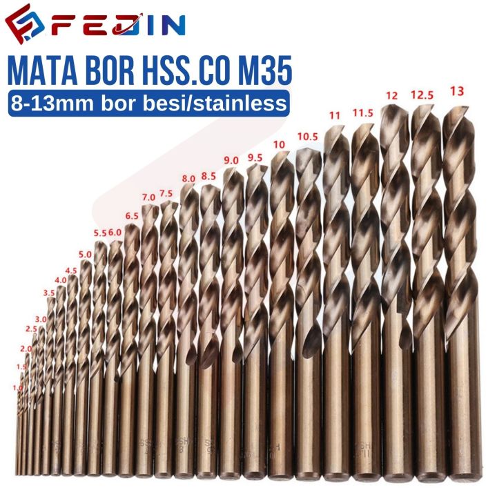 FEDIN Mata Bor Besi Bor Stainless 8-13mm HSS.Co M35 Twist Drill | Lazada Indonesia