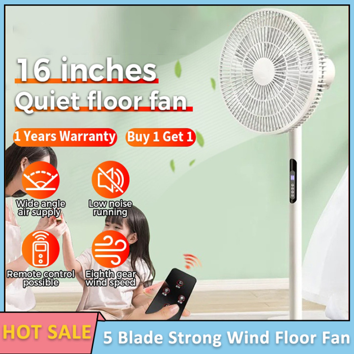 16 Inch Remote Control Floor Fan 5 Blade Strong Wind electric fan stand ...