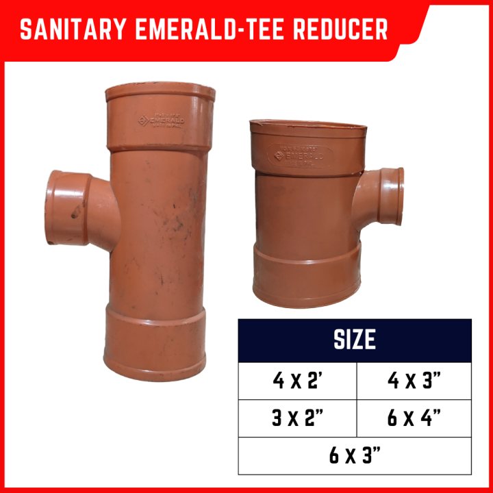 Sanitary PVC Fittings Emerald Tee Reducer (Sizes: 4x2", 4x3", 3x2 ...