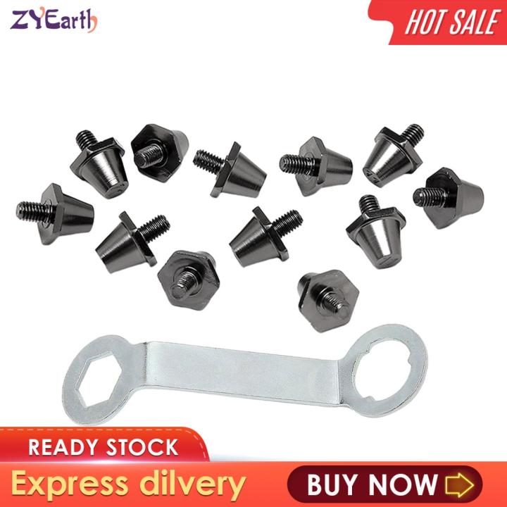 ZYEarth 12ชิ้นสกรูหัวแหลมบูทฟุตบอลในรางกันลื่นที่มีเสถียรภาพรองเท้าส้น ...