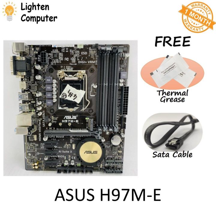 【FREE GIFT】ASUS H97M-E Motherboard | H97 | LGA 1150 | 4th Gen Intel ...