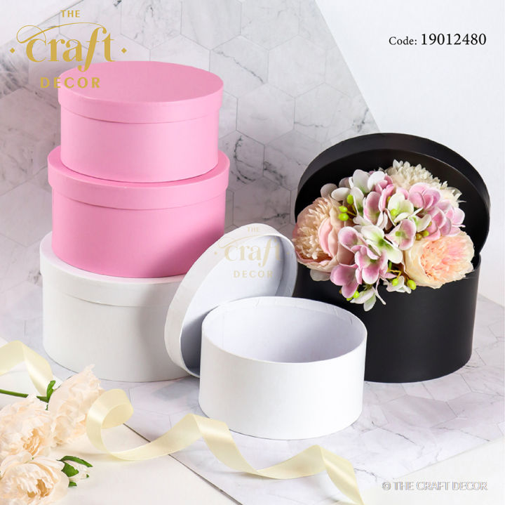 The Craft Decor Round Flower Box | Gift Box | Kotak Bunga Hantaran ...