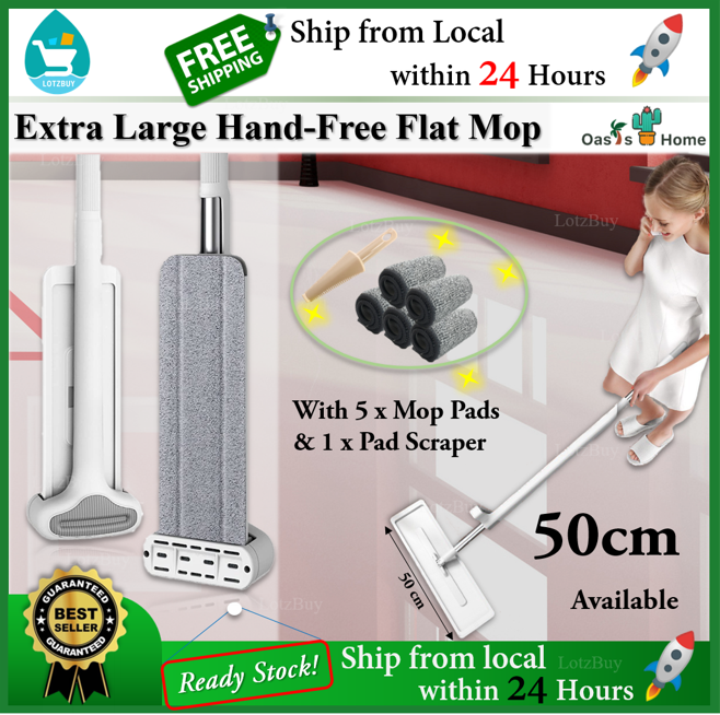 【Ready Stock】Oasis Home Squeeze Hand Free Slim Scratch Flat Mop Wash ...