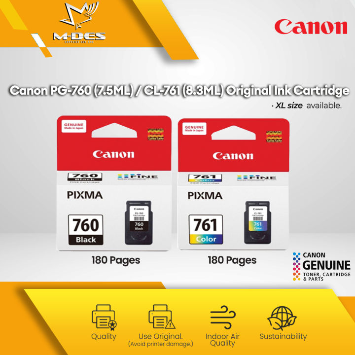 Canon PG-760 (7.5ML) / CL-761 (8.3ML) / PG-760XL (14.3ML) / CL-761XL ...