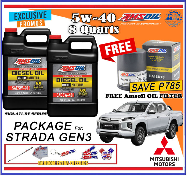 AMSOIL Signature Series Max Duty 5W-40 8 quarts FREE Oil Filter Package ...