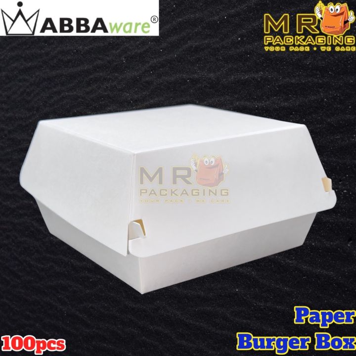 Paper Burger Box ( 50pcs± ) Big Tree ABBAware - Disposable Paper Food ...