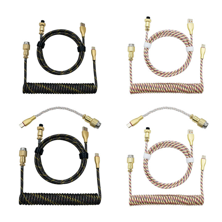 [Vktech] Type C USB Cable Mechanical Keyboard Coiled Aviator Cable ...