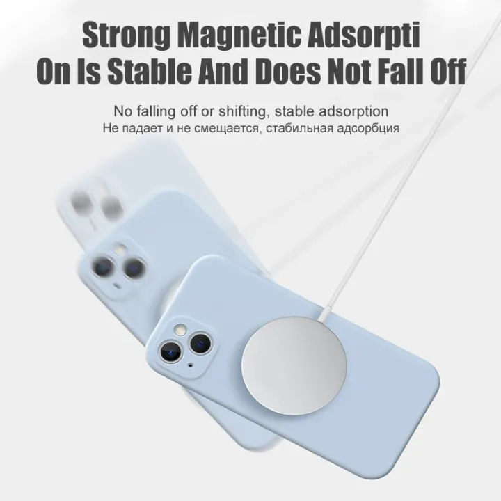 A CUTE Magnetic Liquid Silicone Phone Case For iPhone 16 15 14 13 12 11 ...