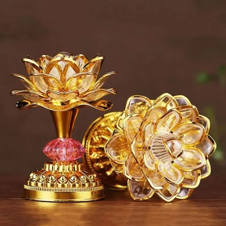 DELICACY LED Lotus Flower Lamp 3xAA Battery/Plug in 220V Night Light ...