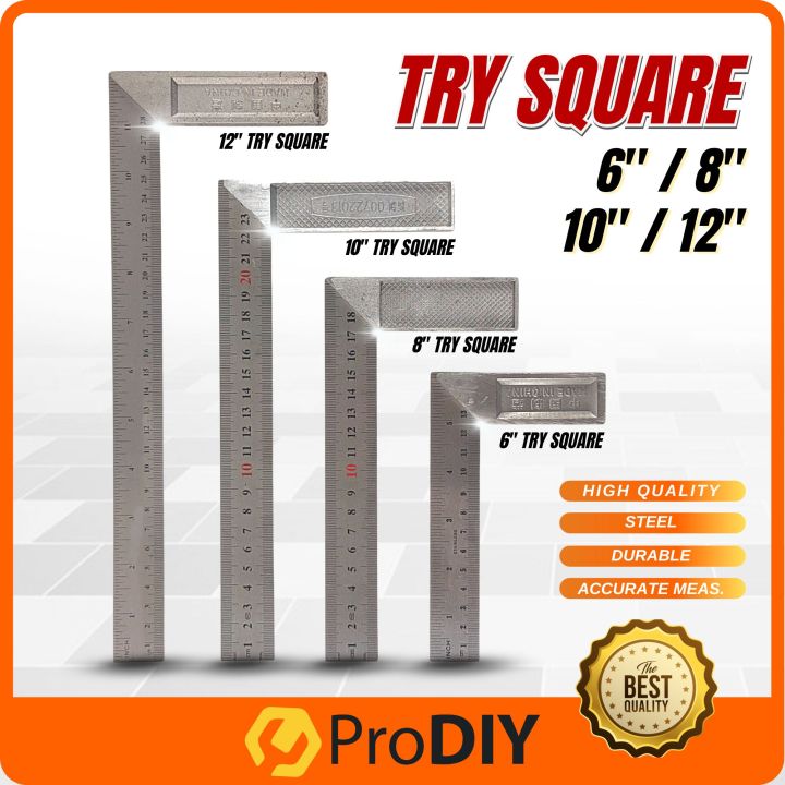 Try Square Steel Carpenter Square Scale Ruler Tools L Shape Pembaris ...