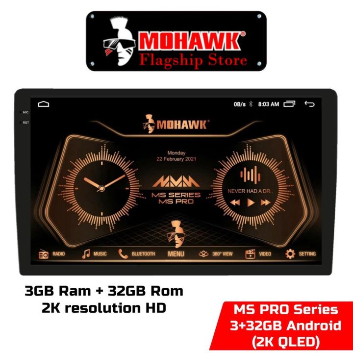 Mohawk MS PRO Series 2K Resolution 3+32GB QLED Car Android Player Plug ...