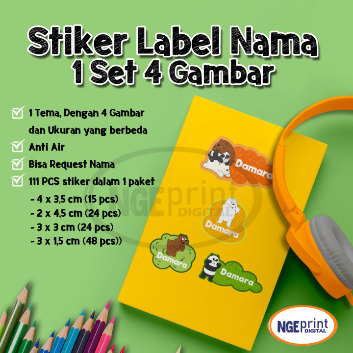 Stiker Nama Waterproof / Stiker Nama Custom / Stiker Nama Buku / Stiker ...