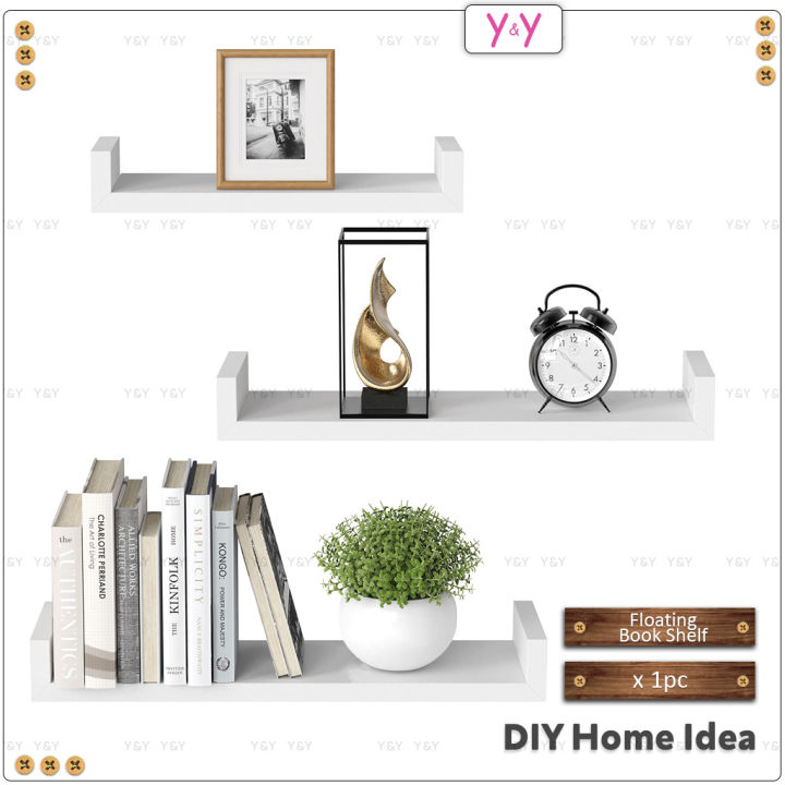 Y&Y Eco 2pcs Floating Wall Book Shelf / U Shape Book Shelf / Wall ...