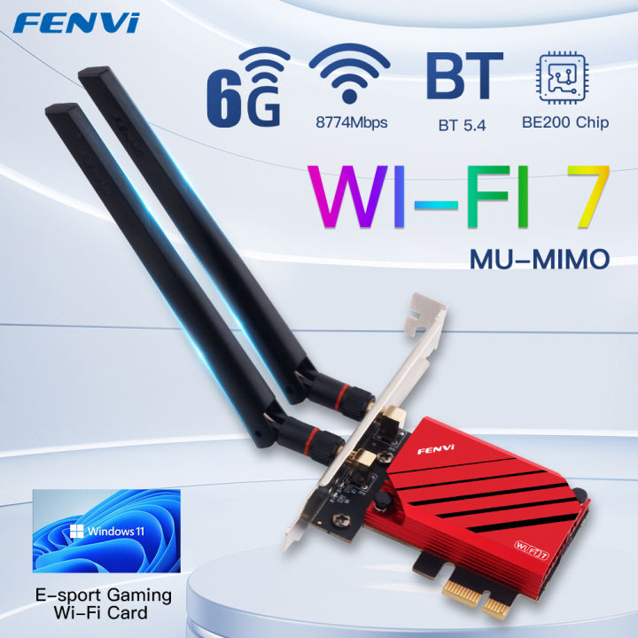 Fenvi WiFi 7 FV-BE8800 Intel BE200 Pcie Wireless Adapter Bluetooth 5.4 Tri-band 2.4G/5G/6GHz ...