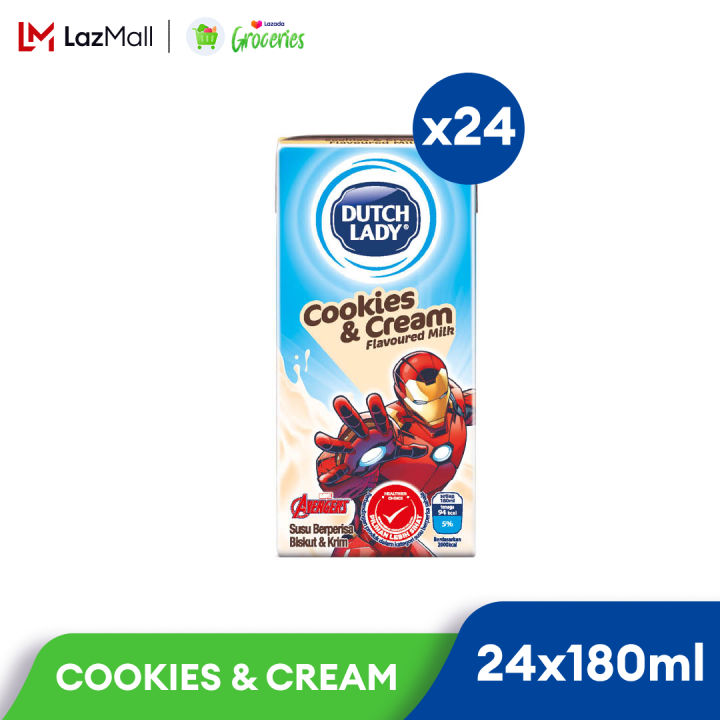 [CARTON] Dutch Lady Milky Marvel Cookies & Cream (180ml x 24) | Lazada