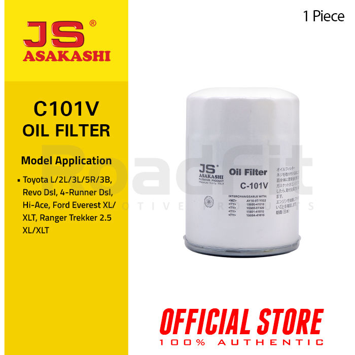 JS Oil Filter C101V for Toyota L/2L/3L/5R/3B, Revo Dsl, 4-Runner Dsl ...