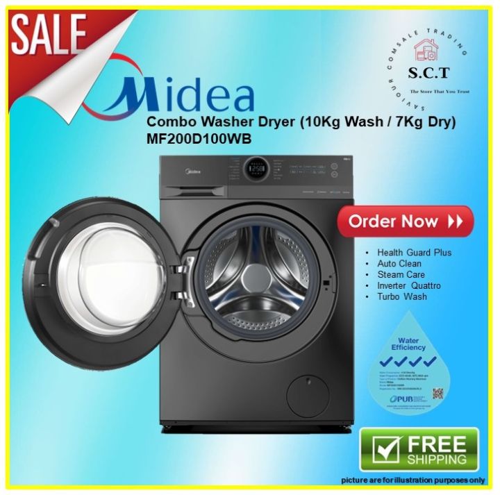Midea MF200D100WB Combo Washer Dryer (10Kg Wash / 7Kg Dry) Inverter ...