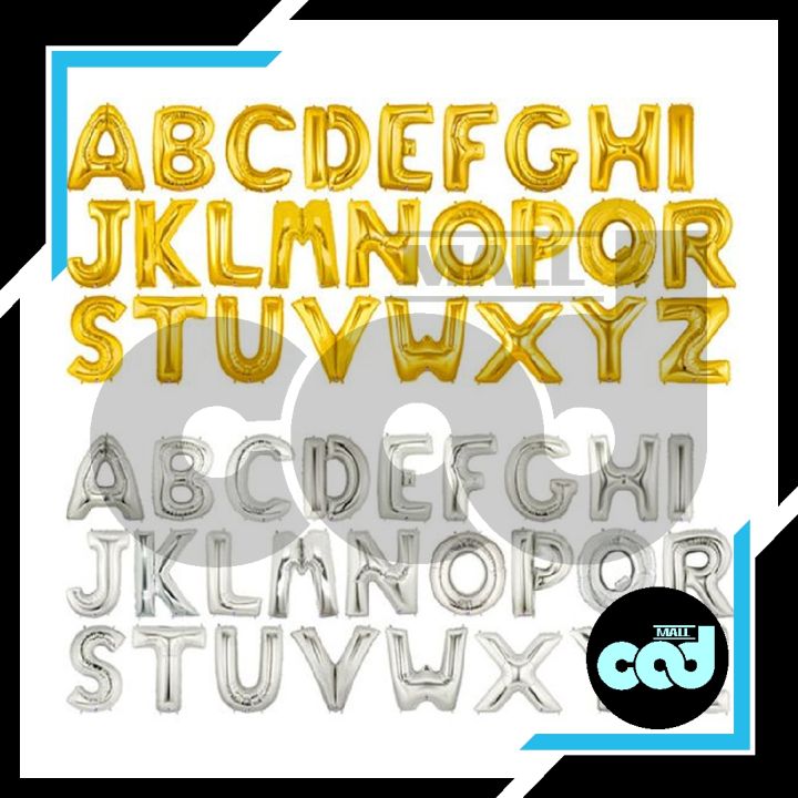 CODMALL Balon Huruf Angka 40cm Satuan / Balon Alphabet A-Z Balon Gold ...
