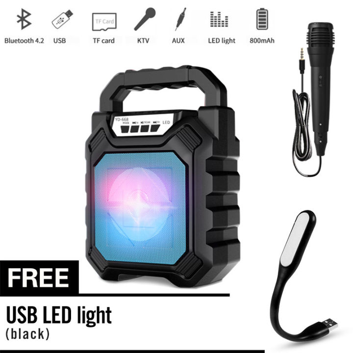 【Free LED Watch or light】Karaoke Wireless Bluetooth portable LED light speaker with mic | Lazada PH