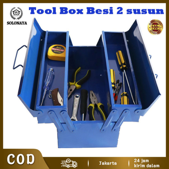Tool Box Besi 2 susun Tempat Perkakas Kerja,Toolbox Tingkat Tempat Kunci Body Besi, Perbaikan ...
